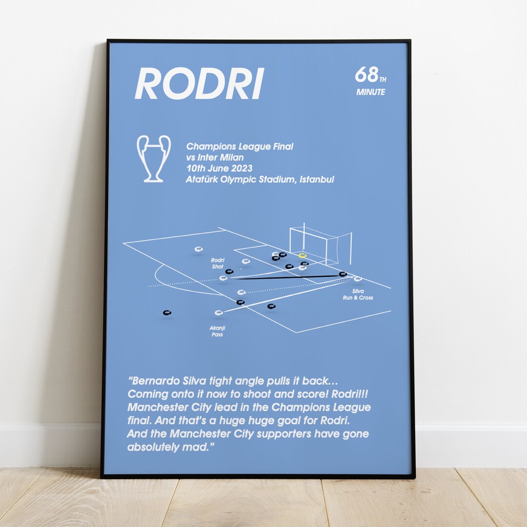 Rodri Manchester City V Inter Milan Football Poster - Etsy
