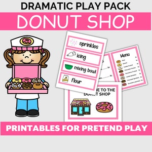 Donut Shop Dramatic Play Pack, Printable Pretend Play | Preschool ...