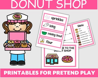 Donut Shop Dramatic Play Pack, Printable Pretend Play | Preschool ...