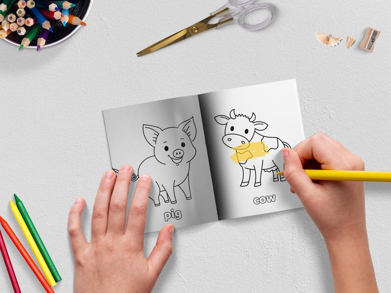 Farm Animals Mini Coloring Book, Coloring Pages, Coloring Book for Kids ...