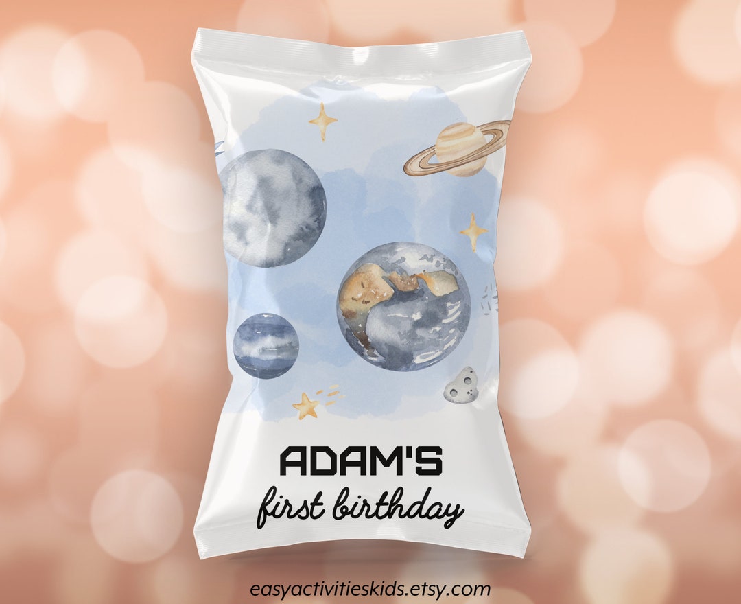 Editable Outer Space Chip Bag Label Wrapper, Galaxy Party Decor ...