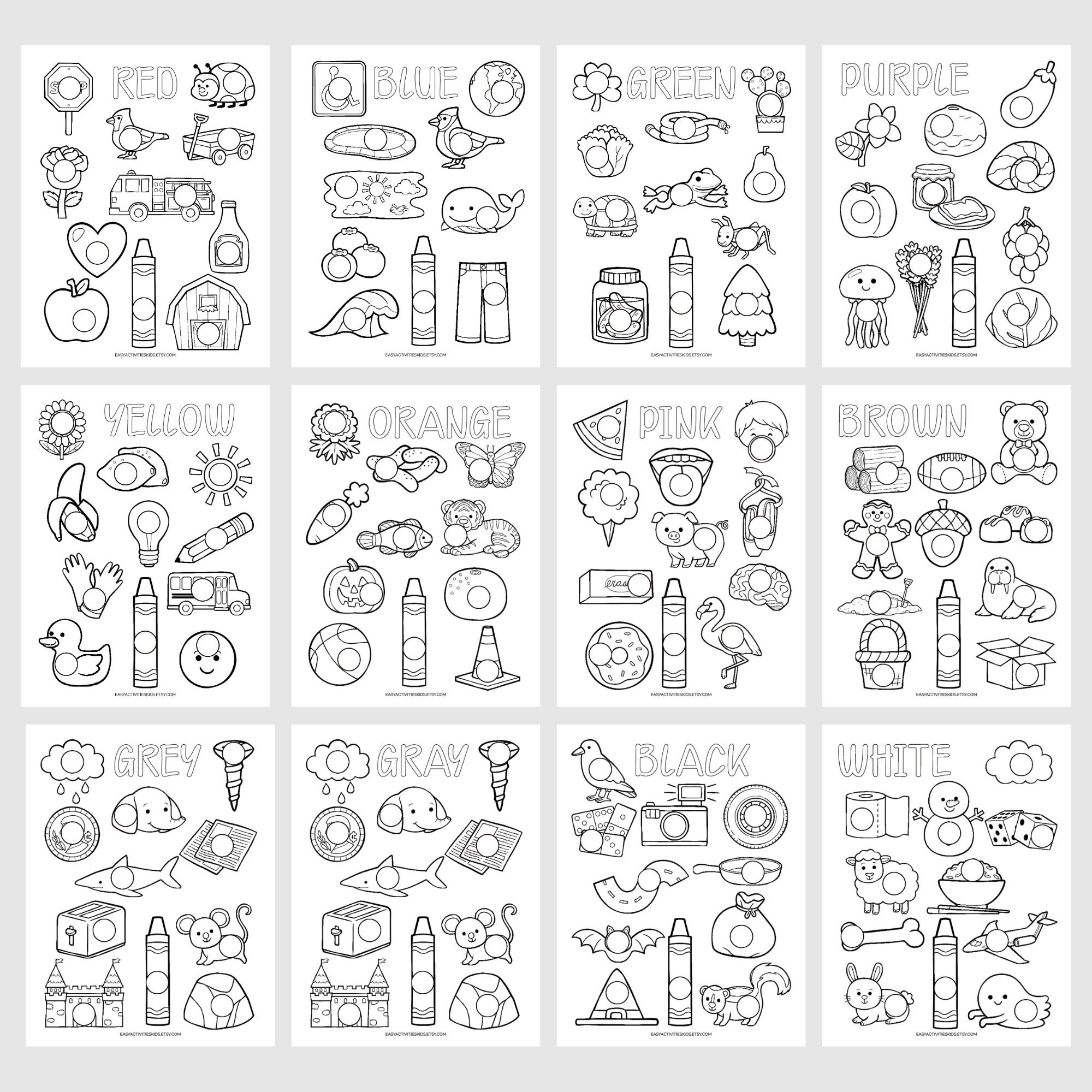 Basic Skills Dot Bundle Black/white | Letters, Numbers, Shapes & Colors ...