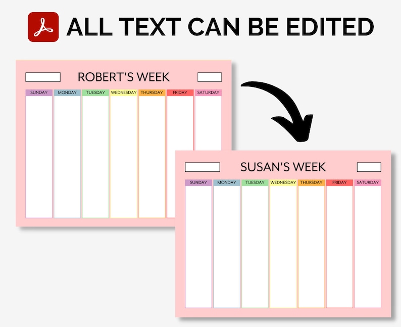 Editable Weekly Visual Routine Chart With Cards Schedule for - Etsy UK