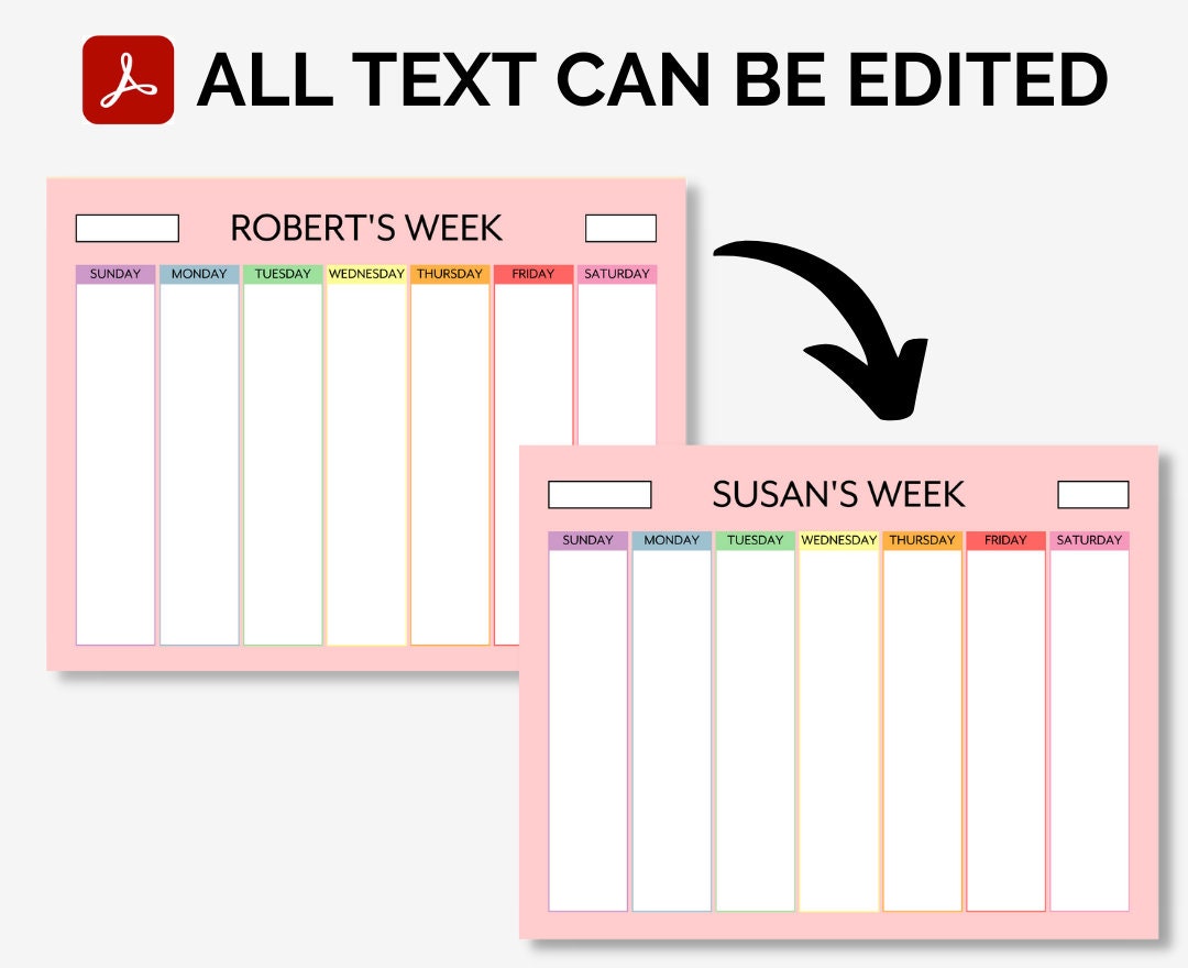 Editable Weekly Visual Routine Chart With Cards Schedule for - Etsy