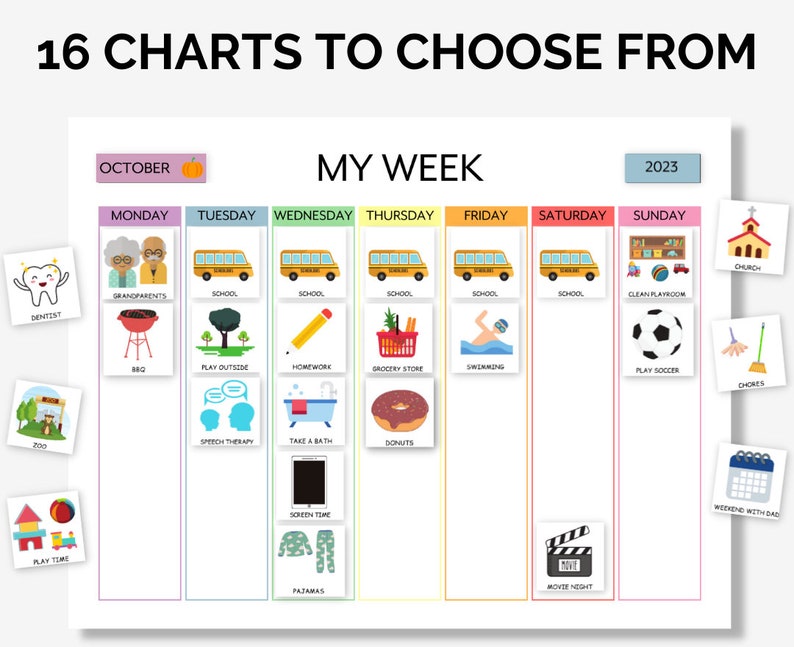 Editable Weekly Routine Chart for Kids, Printable Kids Planner, Daily ...