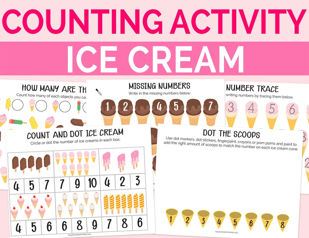 Counting Activity Pages | Ice Cream Preschool Activities | Learn to ...