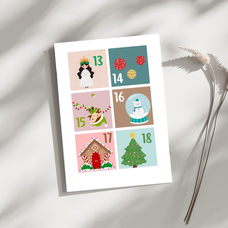 Printable Advent Calendar Tags, DIY Christmas Countdown, Advent Number ...