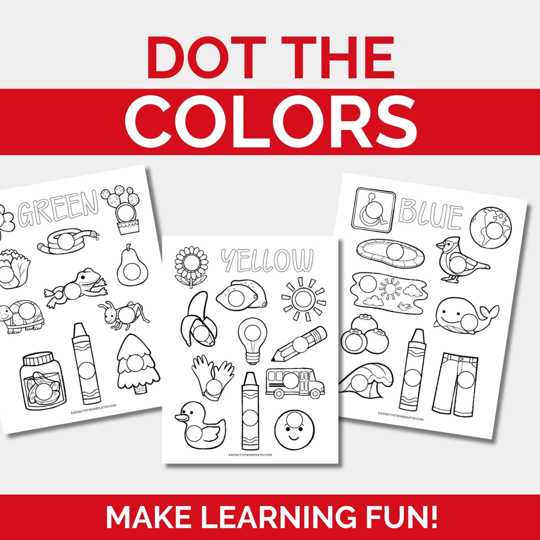 Dot the Colors Black & White Activity Pack, Do-a-dots Worksheets ...