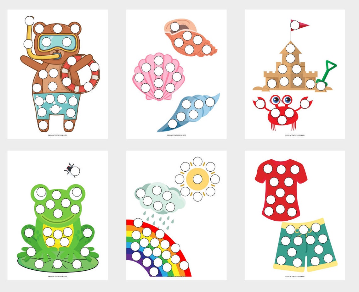 Summer Activity Pack Preschool Season Do-a-dots Worksheets - Etsy