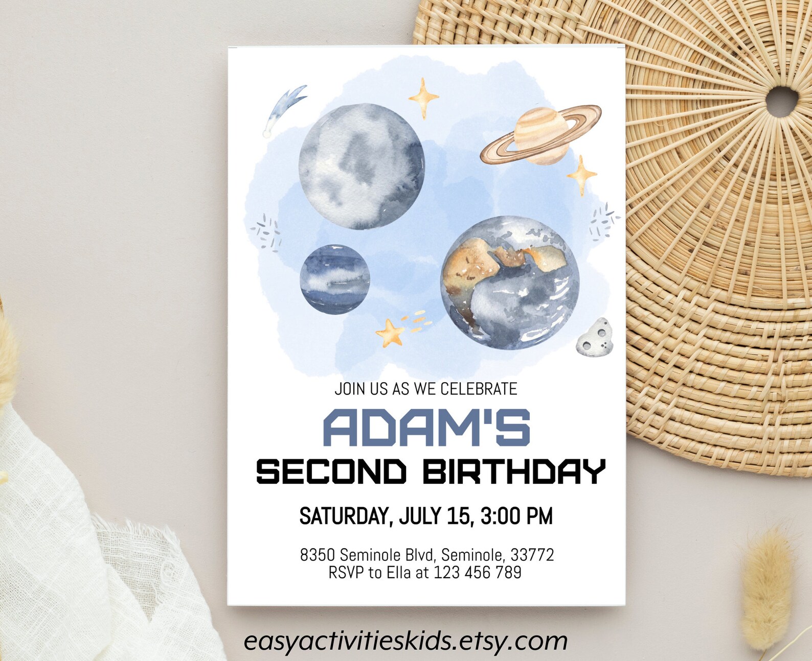 Editable Outer Space Birthday Invitation, Galaxy Kids Birthday Invite ...