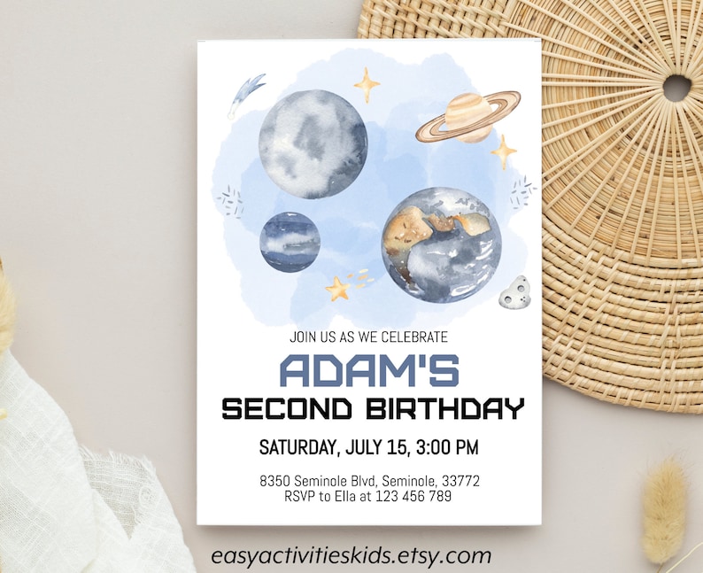 Editable Outer Space Birthday Invitation Galaxy Kids Birthday - Etsy