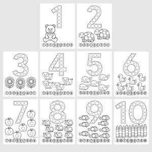 Dot the Numbers Black & White Activity Pack, Preschool Do-a-dots ...