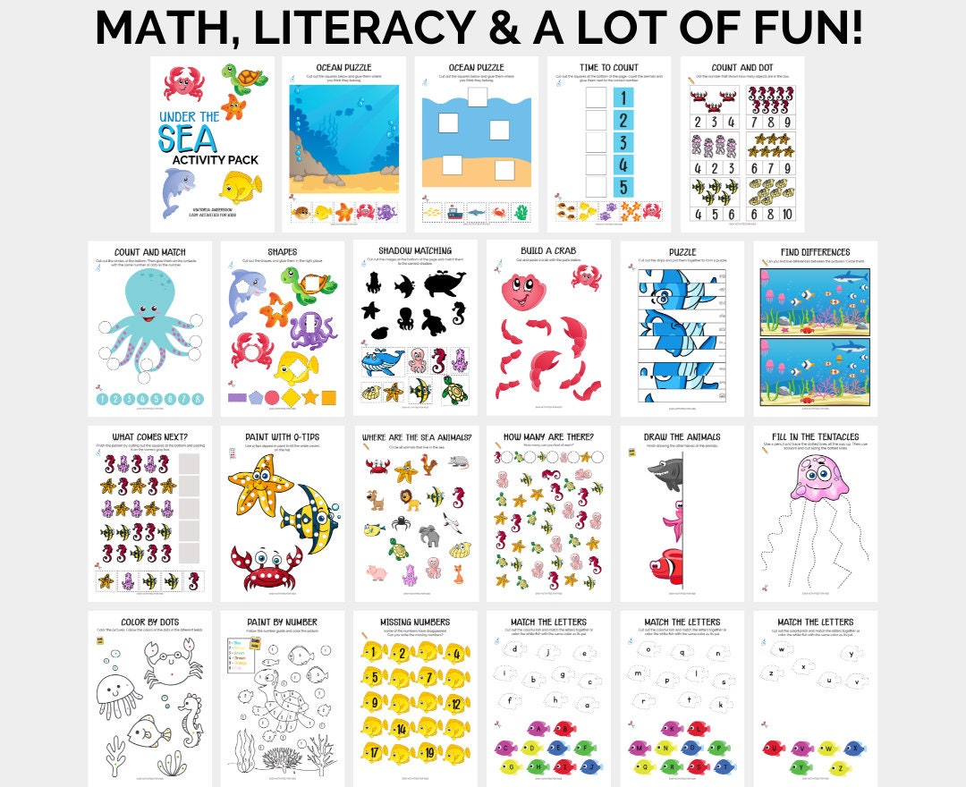Under the Sea Activity Sheets August Preschool Learning Print & Go ...