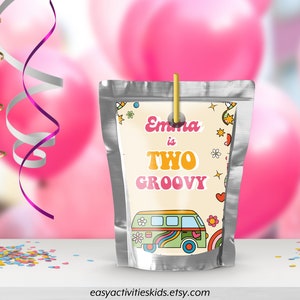 Editable Two Groovy Retro Capri Sun Labels Juice Pouch Hippie Flower ...