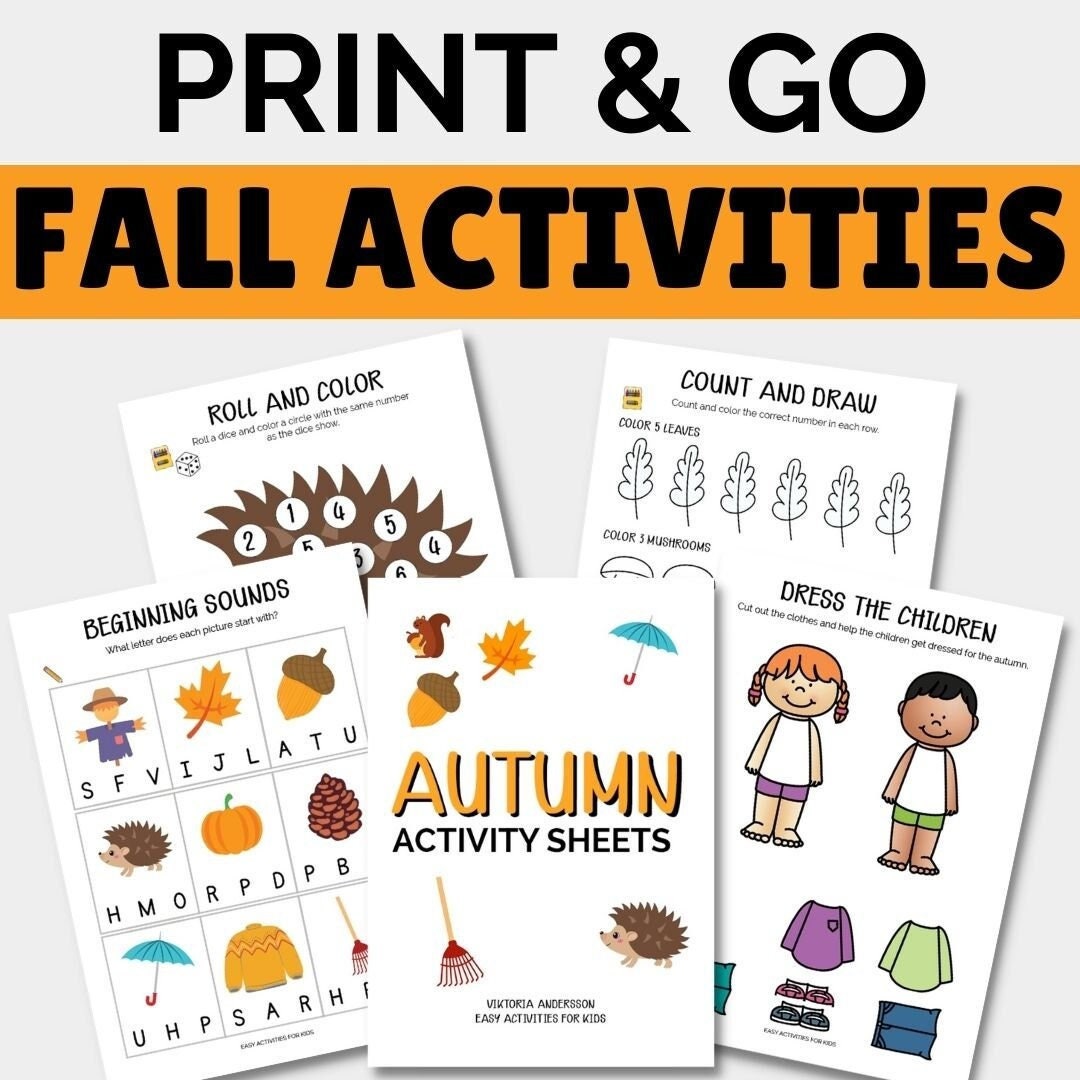 Autumn Activity Sheets | Fall Preschool Learning Print & Go | Printable ...