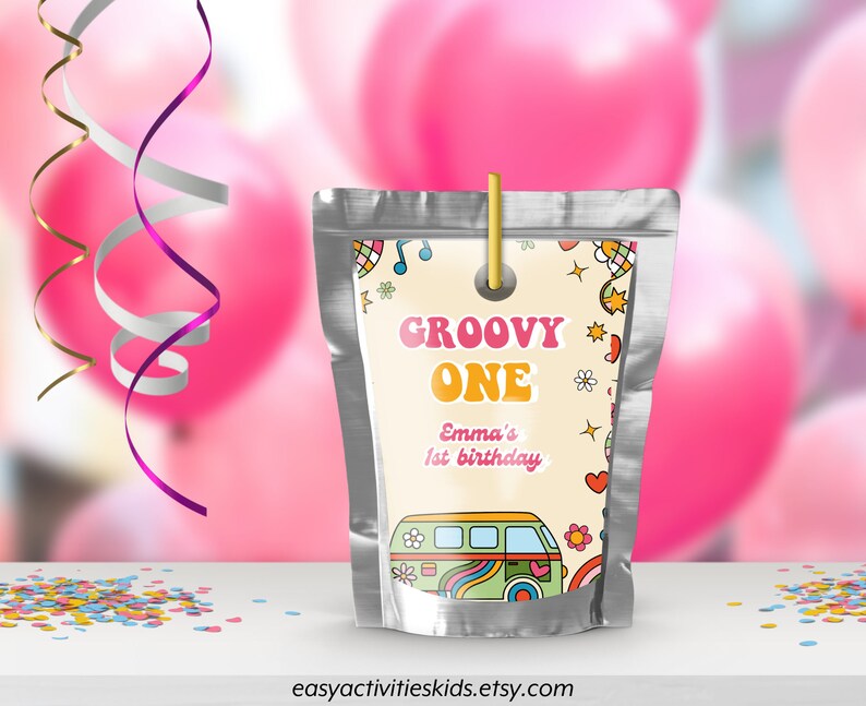 Editable Groovy One Retro Capri Sun Labels Juice Pouch Hippie - Etsy
