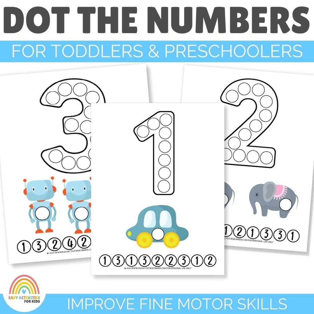 Dot the Numbers Activity Pack, Kids Dot Markers Printable Learning ...