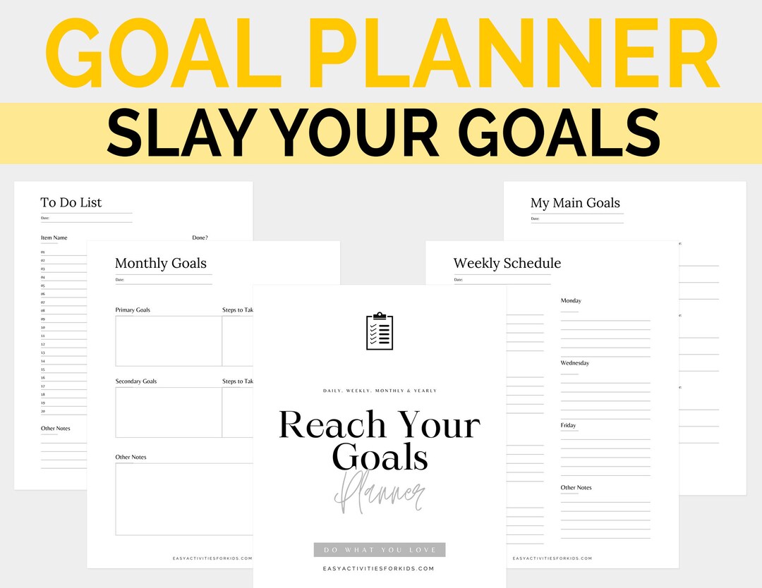 Printable Goal Planner, Goal Journal, Goal Tracker, Life Planner, Self ...