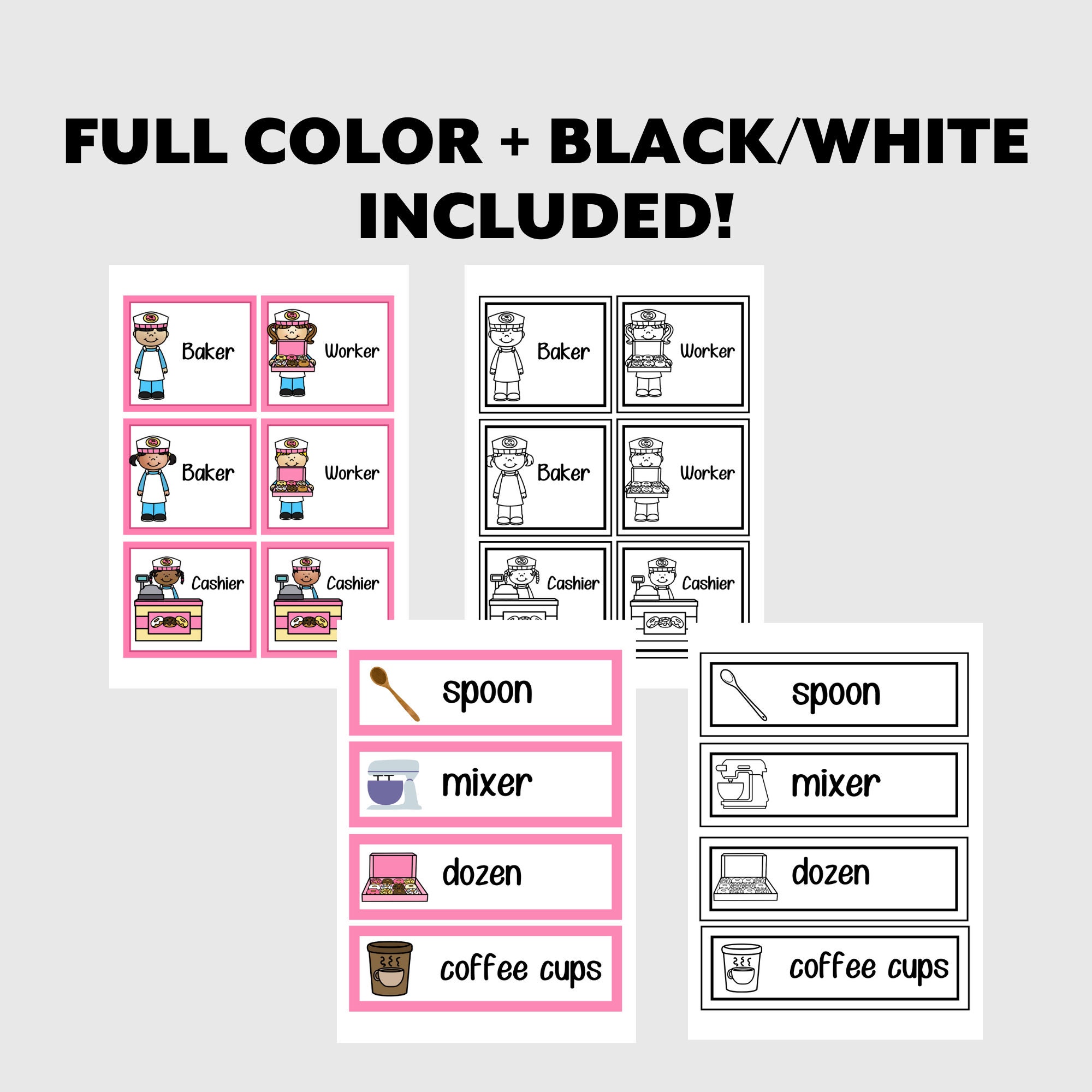 Donut Shop Dramatic Play Pack, Printable Pretend Play | Preschool ...