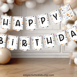 Editable Happy Birthday Banner Halloween Ghost Boo Party Decorations ...