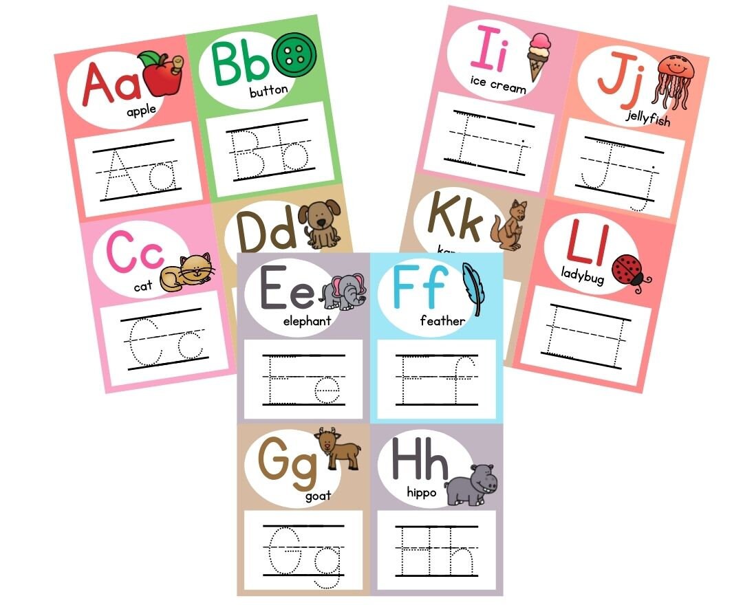 26 Printable Uppercase and Lowercase Alphabet Tracing Cards. - Etsy Canada