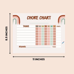 Kids Chore Chart Boho Rainbow, Editable & Printable Reward System ...