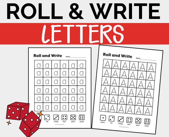 Roll and Trace Letters Worksheets Write Letter Formation | Etsy
