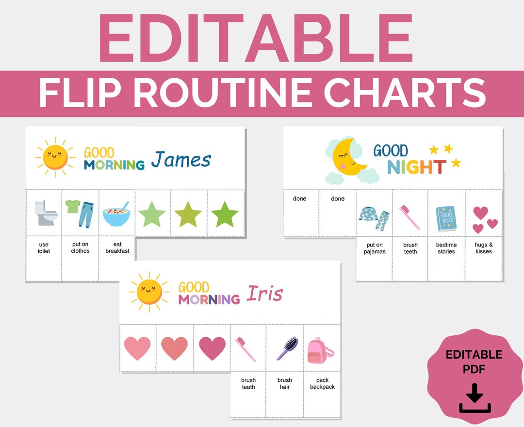 Editable Flip Visual Routine Chart Schedule for Kids Toddler - Etsy