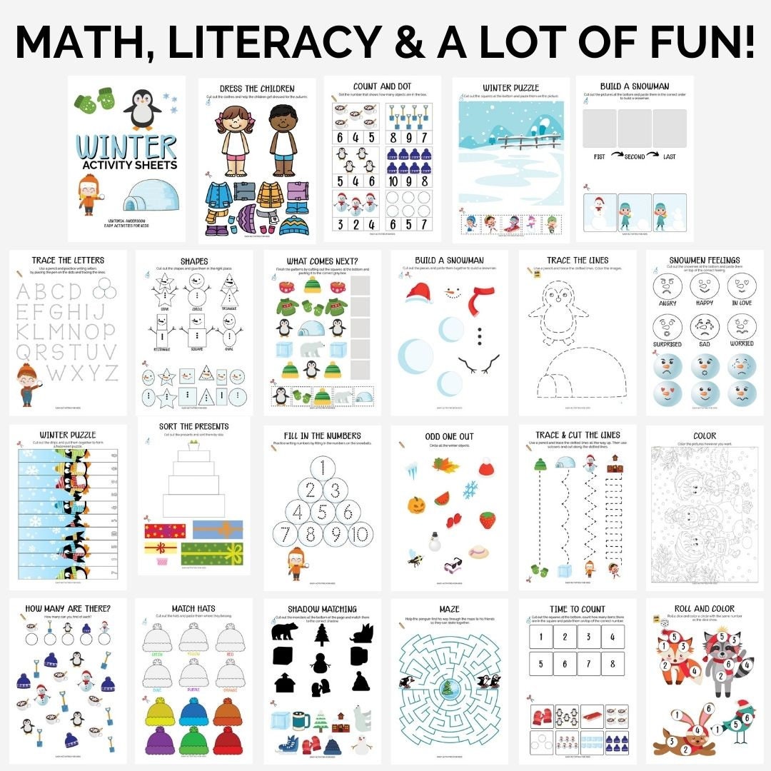 Winter Activity Sheets | January Preschool Learning Print & Go ...