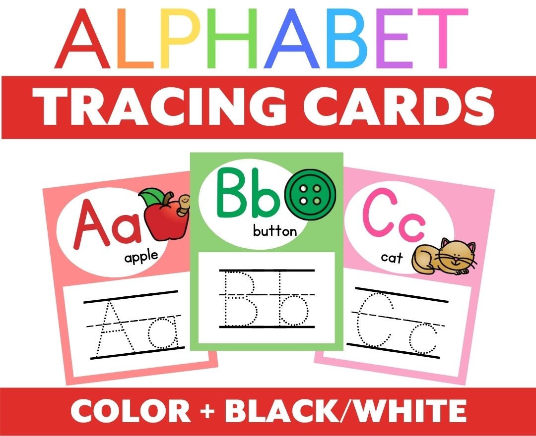 26 Printable Uppercase and Lowercase Alphabet Tracing Cards. ABC ...