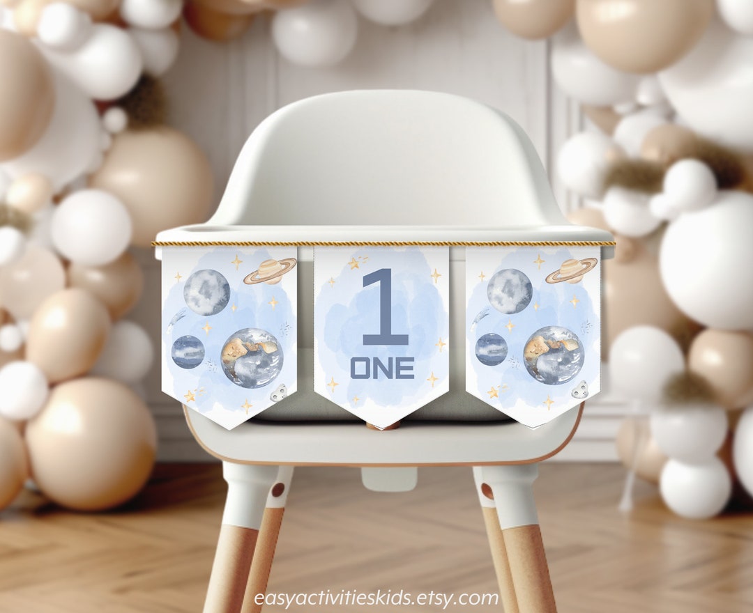 Editable Outer Space Planets High Chair Banner, Planets Galaxy First ...