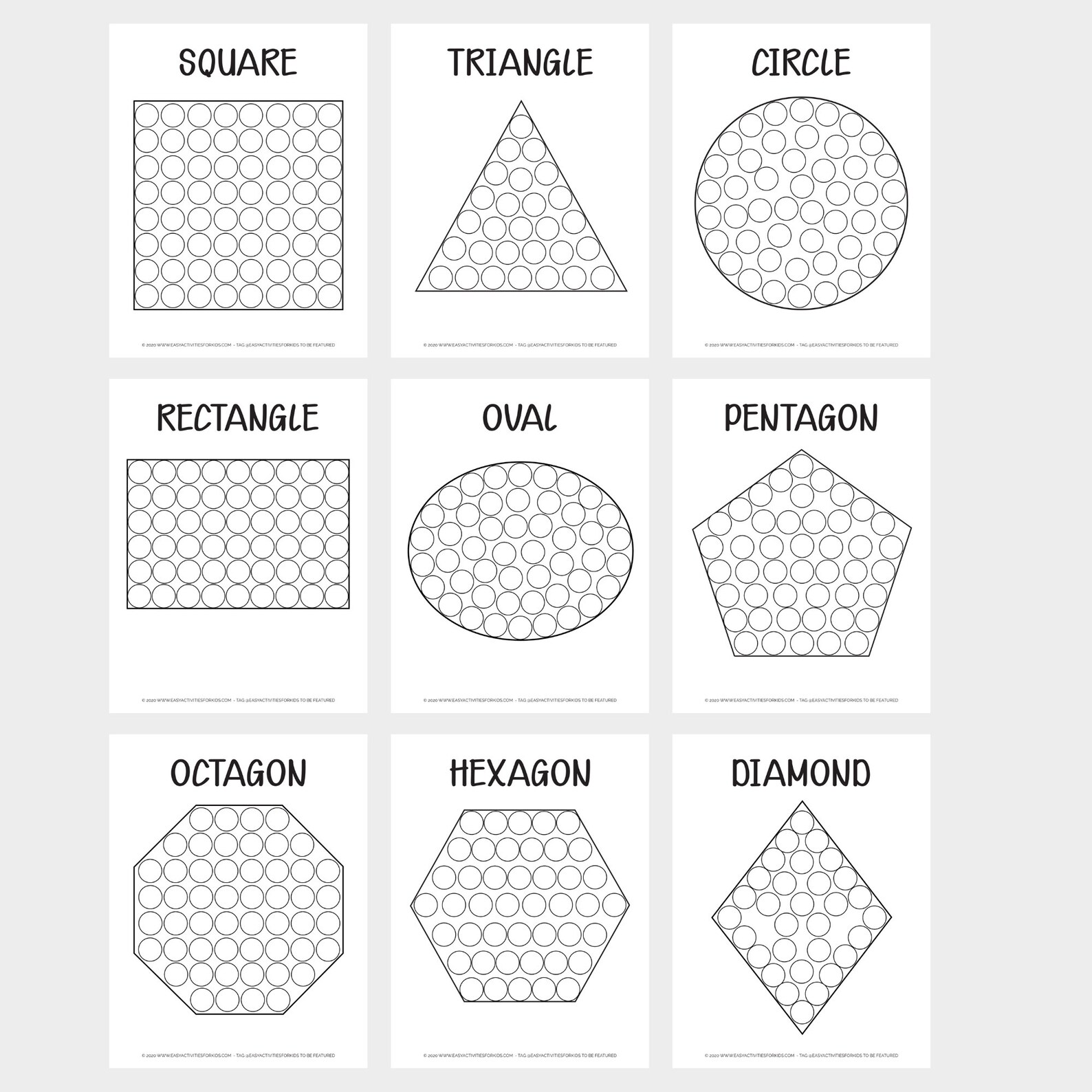 Basic Skills Dot Bundle Black/white | Letters, Numbers, Shapes & Colors ...