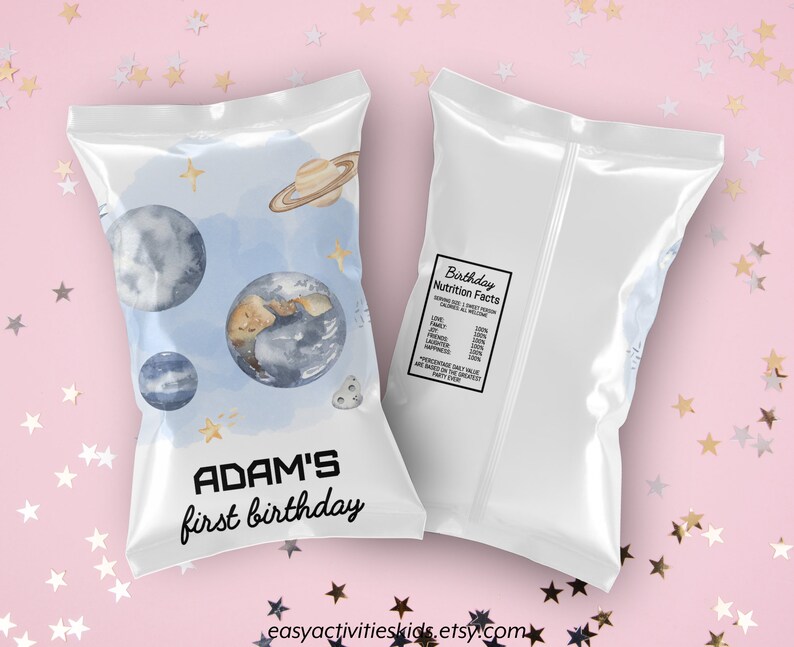 Editable Outer Space Chip Bag Label Wrapper Galaxy Party - Etsy