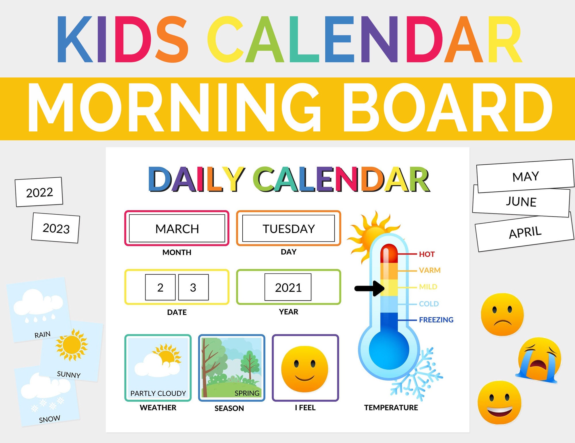Printable Daily Morning Board, Kids Daily Calendar, Preschool Learning ...