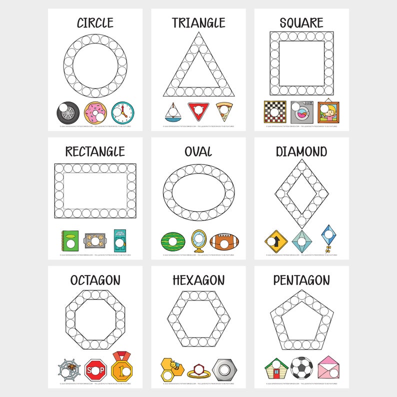 Dot the Shapes Activity Pack, Preschool Do-a-dots Worksheets ...