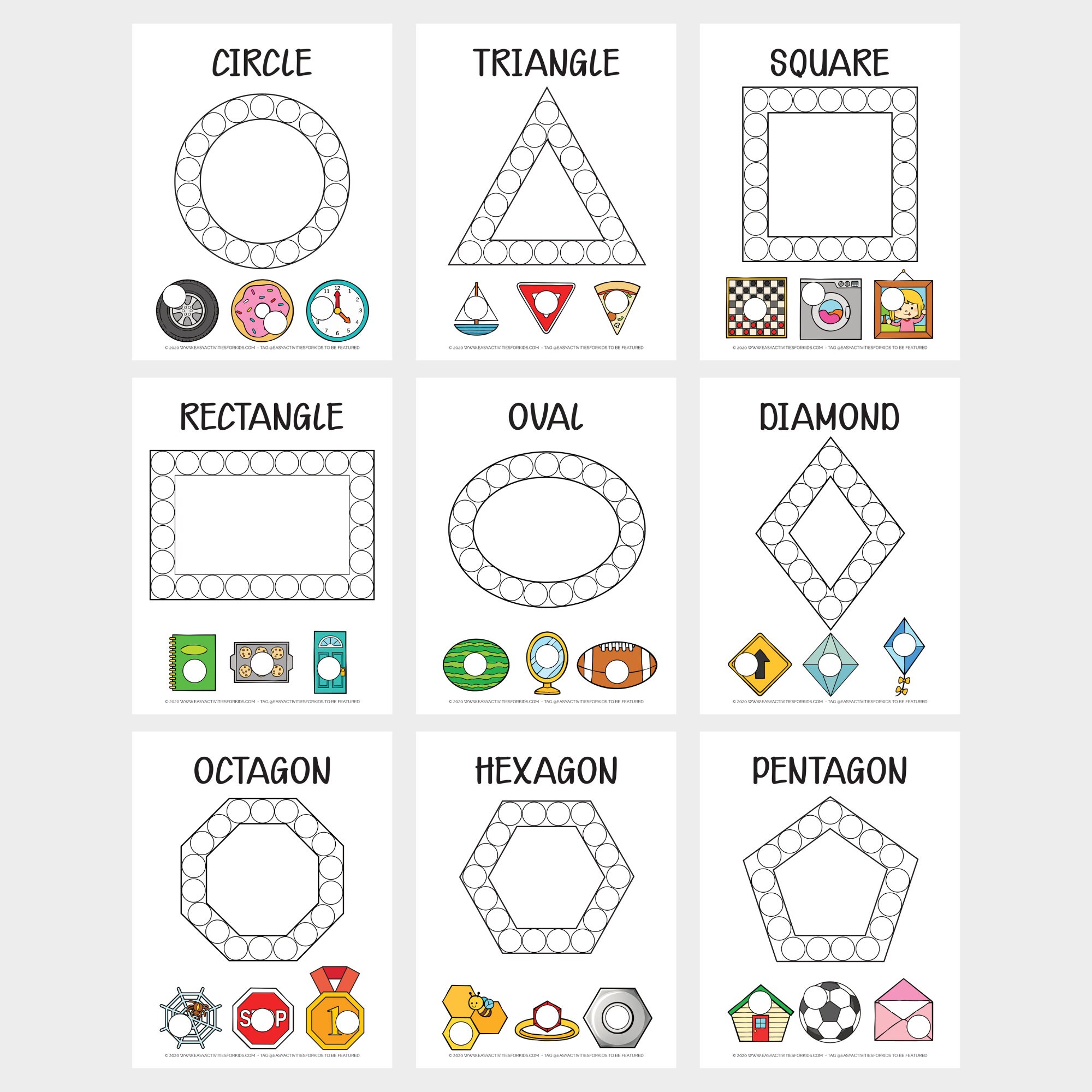Dot the Shapes Activity Pack, Preschool Do-a-dots Worksheets ...