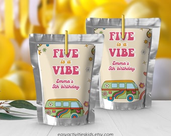 Editable Groovy Retro Food Labels Birthday Hippie Flower 70s - Etsy