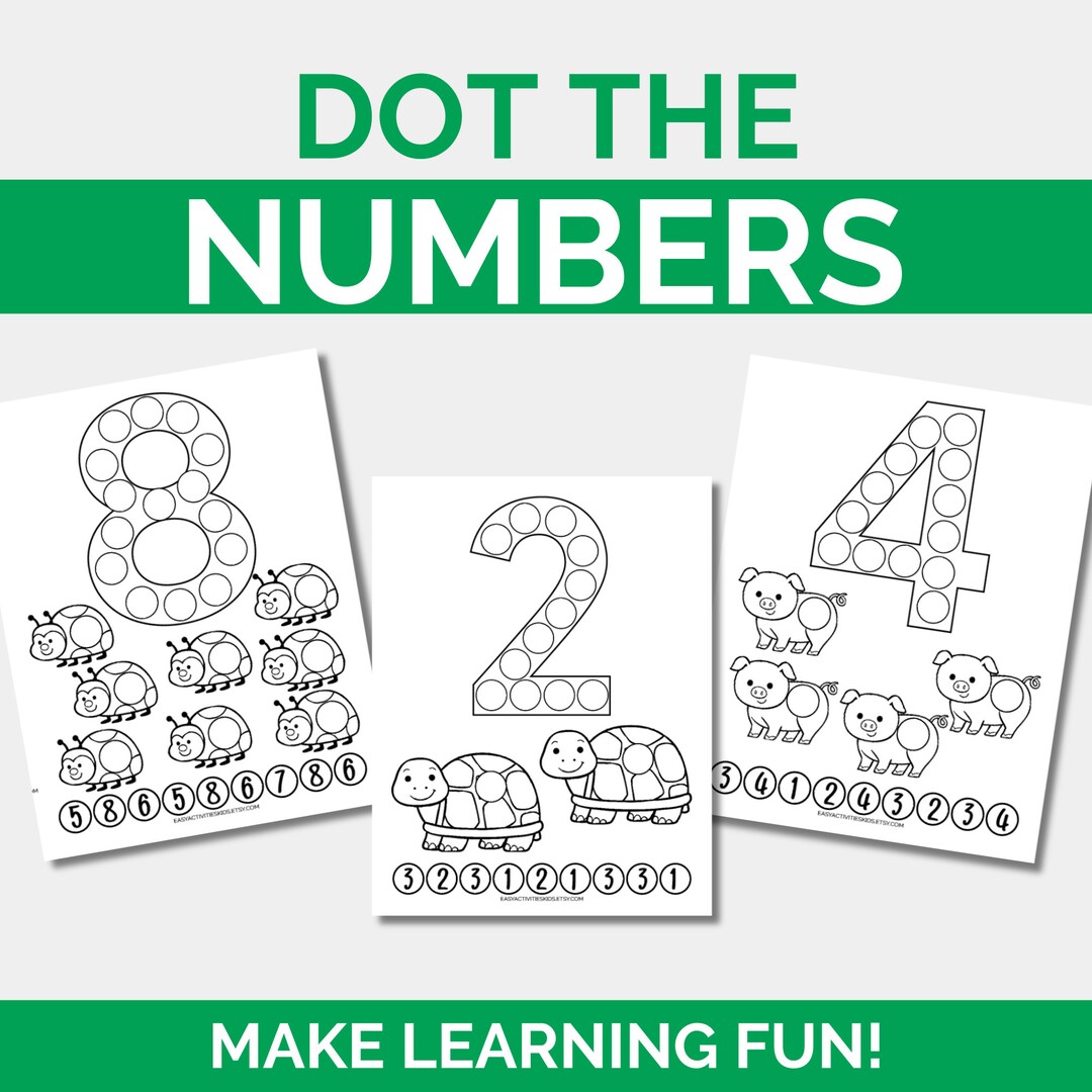 Dot the Numbers Black & White Activity Pack, Preschool Do-a-dots ...