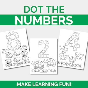Dot the Numbers Black & White Activity Pack, Preschool Do-a-dots ...