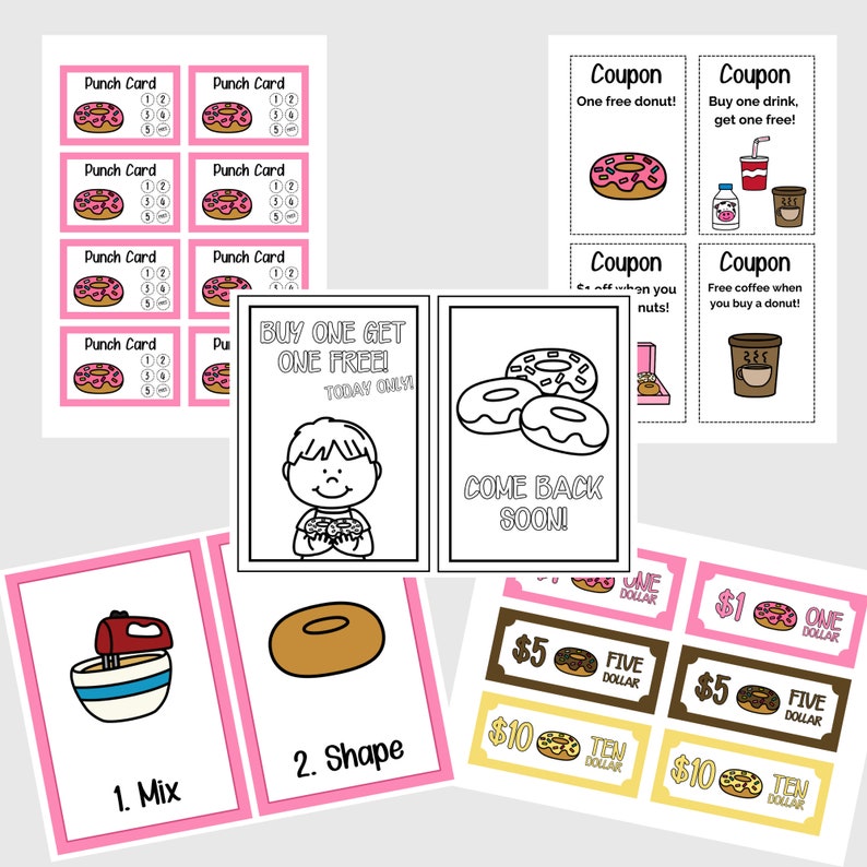 Donut Shop Dramatic Play Pack, Printable Pretend Play | Preschool ...