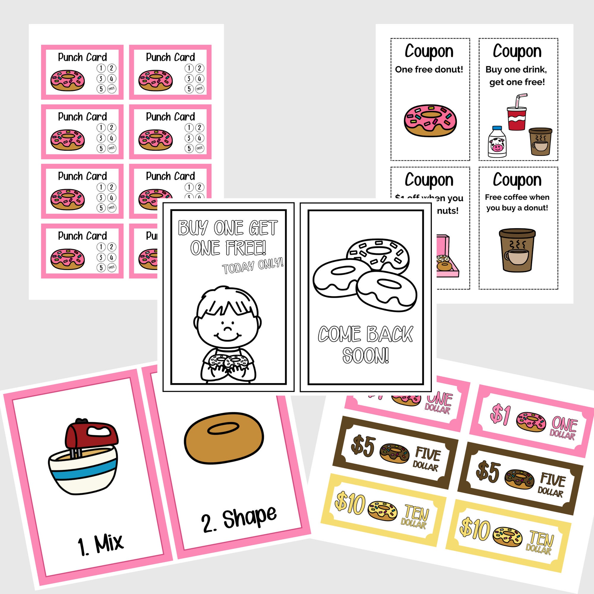 Donut Shop Dramatic Play Pack, Printable Pretend Play | Preschool ...