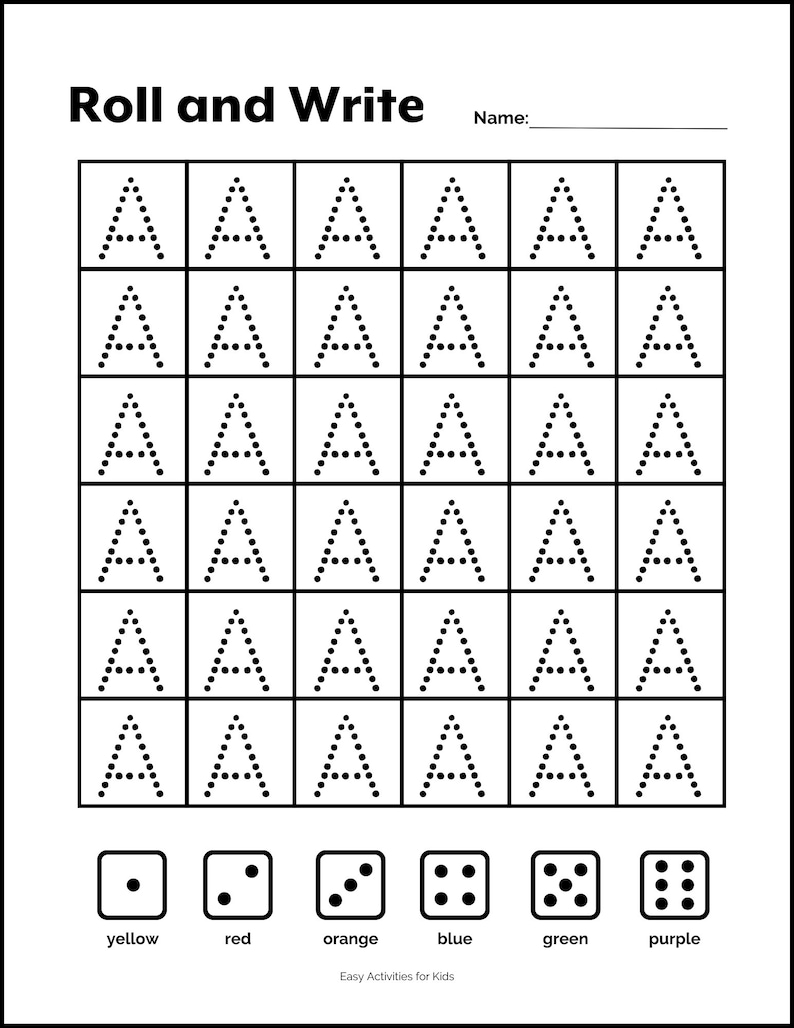 Roll and Trace Letters Worksheets Write Letter Formation | Etsy