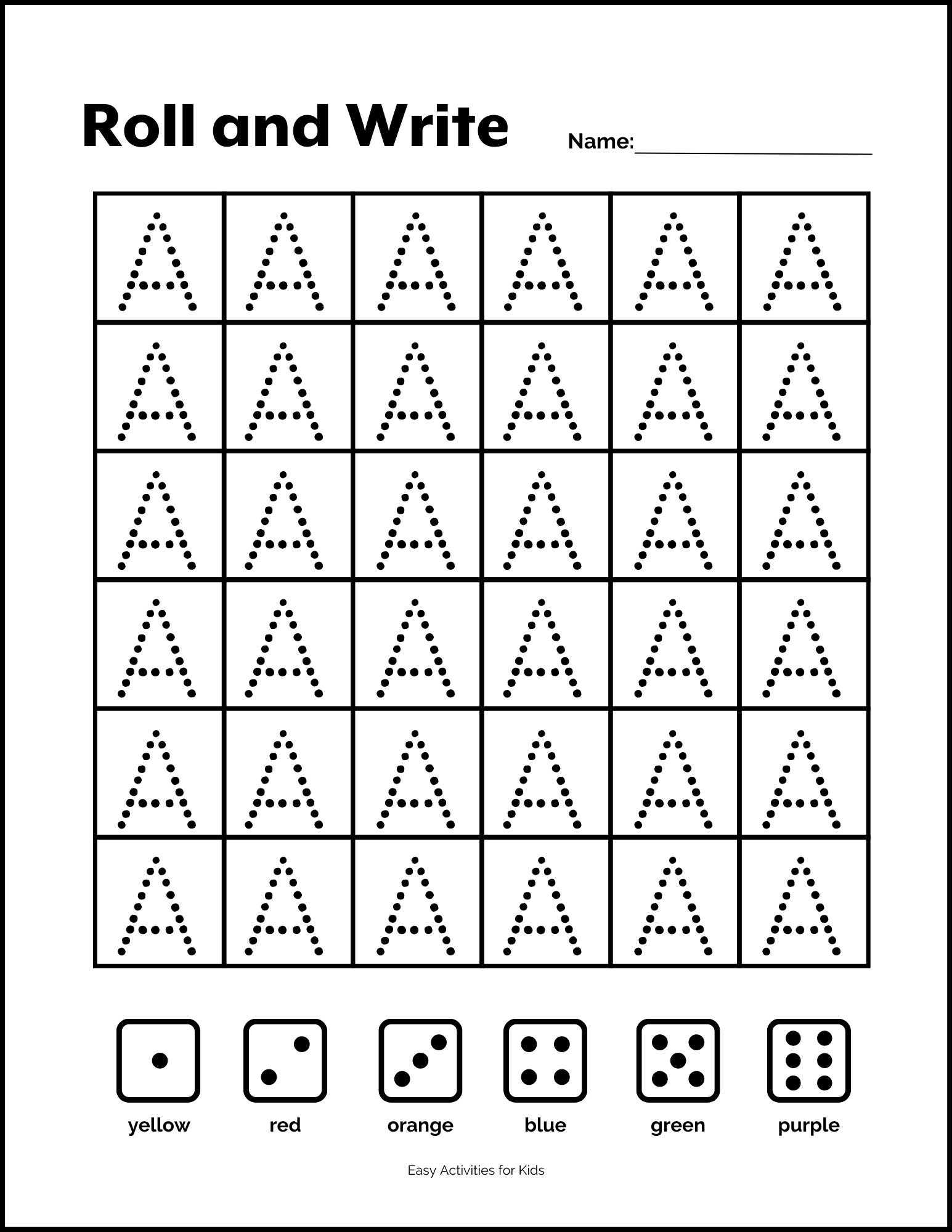 Roll and Trace Letters Worksheets | Write Letter Formation Activity ...