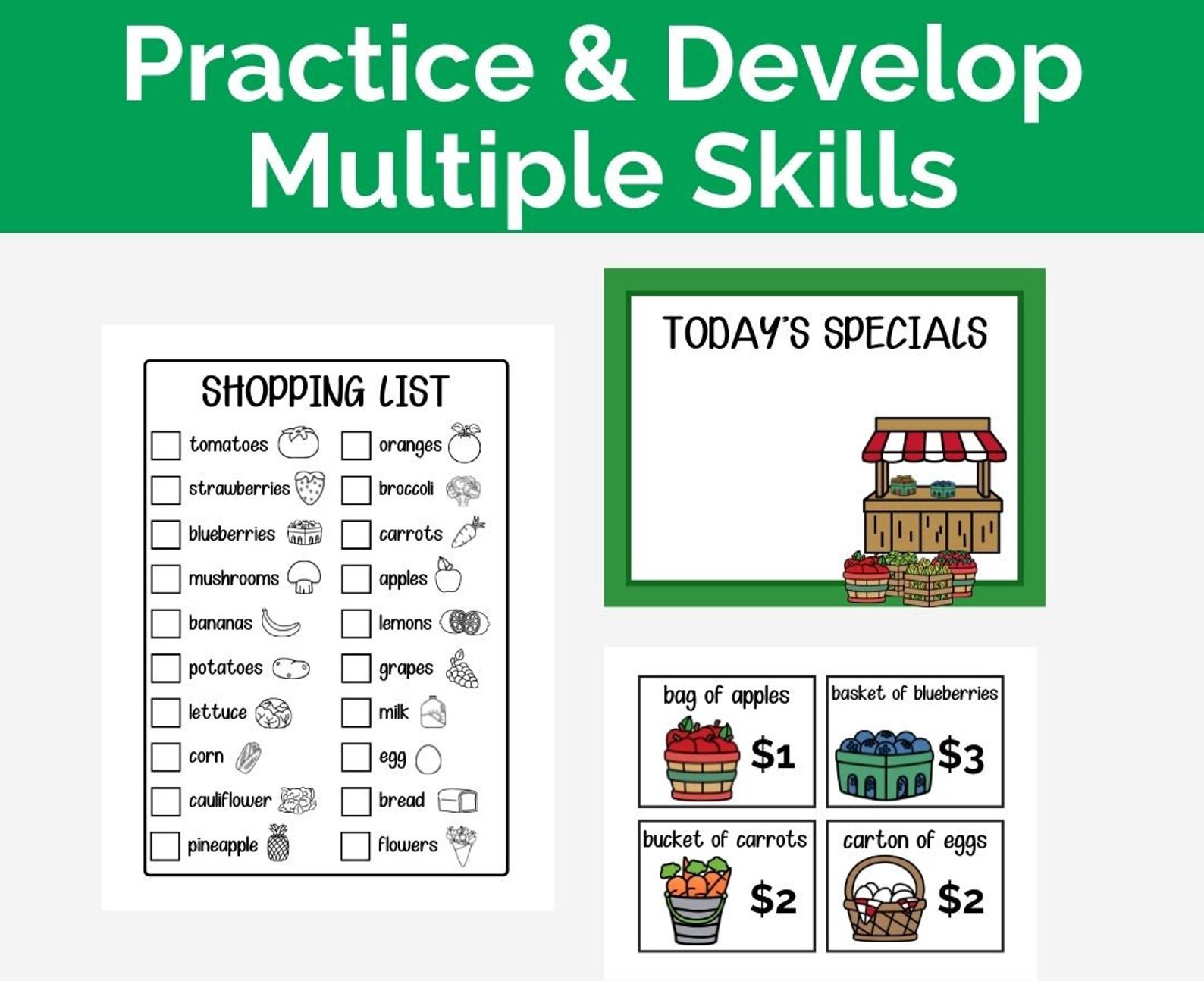 Farmer's Market Dramatic Play Pack Spring Themed Pretend Play ...