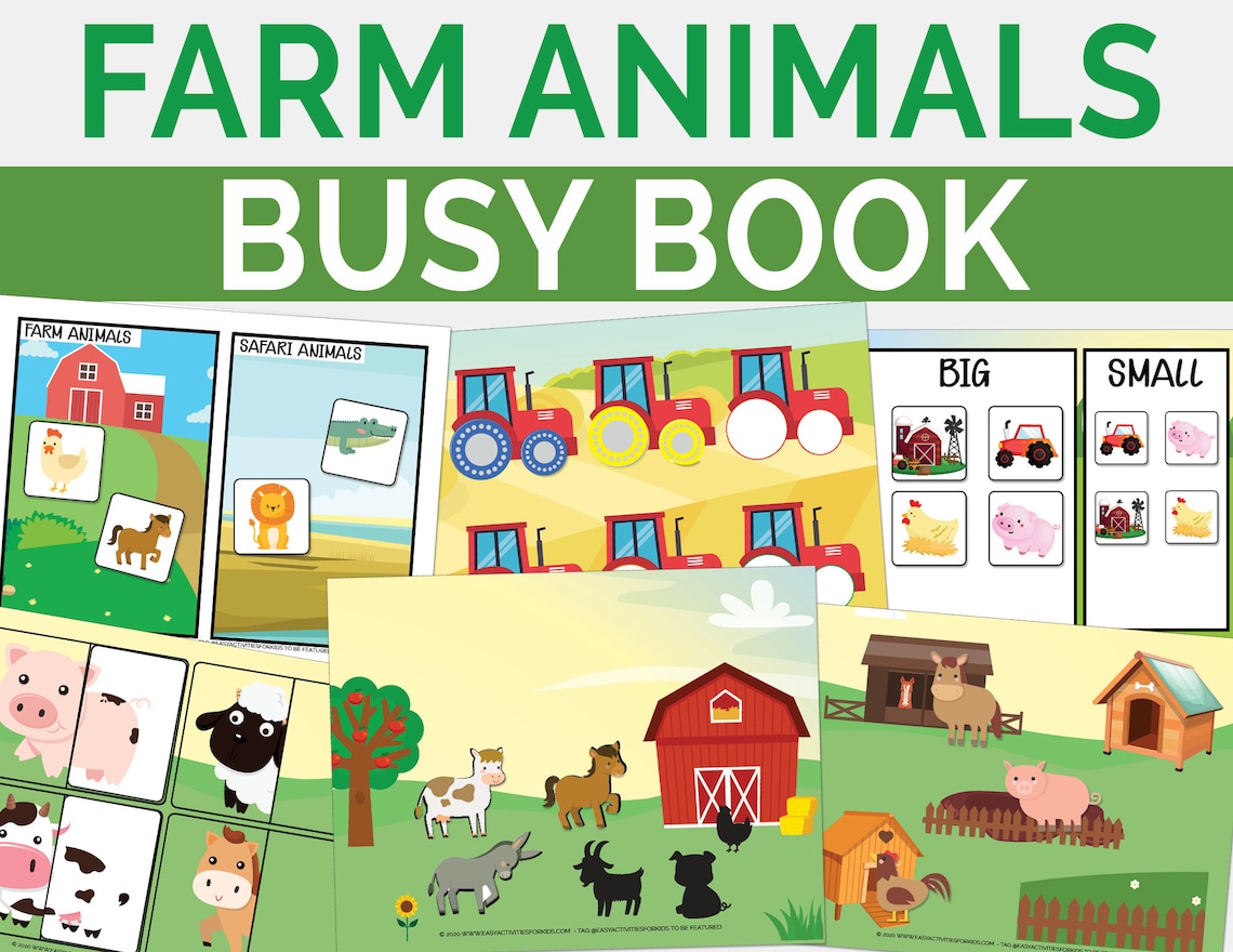 Farm Animals Busy Book for Toddlers Toddler Learning Folder - Etsy