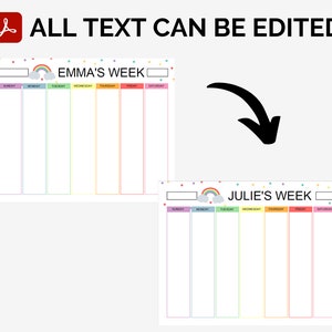 Editable Weekly Visual Routine Chart with Cards Schedule for Kids ...