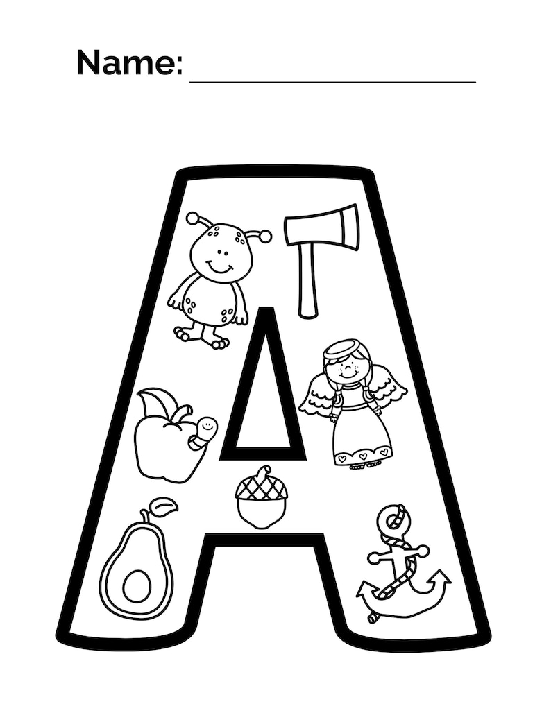 Alphabet Picture Letters Coloring Pages Printable Coloring - Etsy
