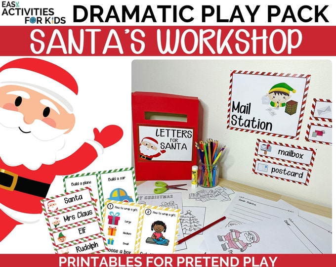 Hand Painted Santas Workshop Village Christmas Houses Shelf Decor, Fun ...