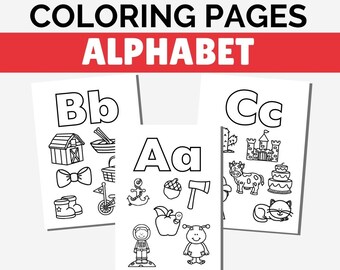 Alphabet Coloring Book Printable 27 Worksheets Preschool - Etsy