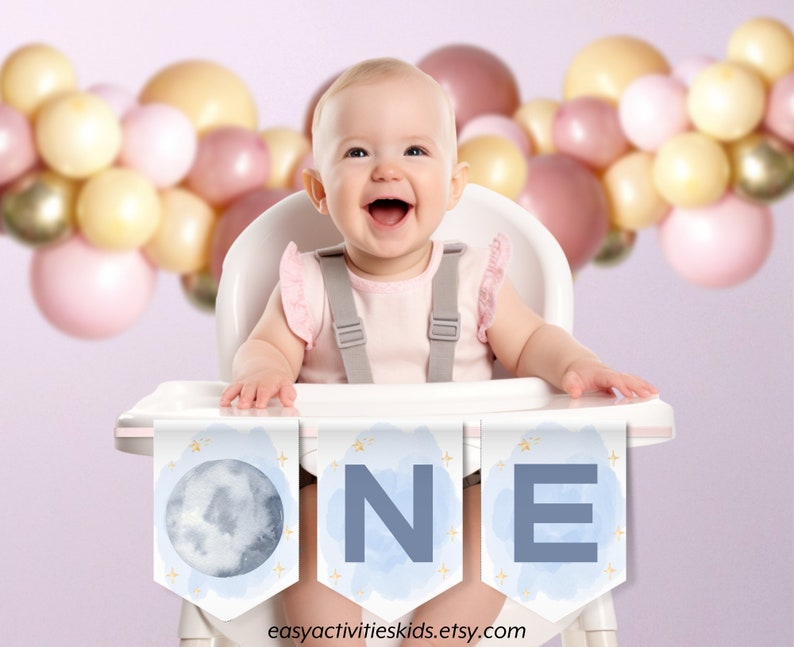 Editable Outer Space Planets High Chair Banner, Planets Galaxy First ...